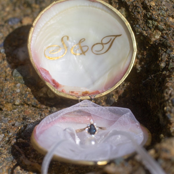 Seashell Ring Holder, Gold Shell Ring Box, Beach Wedding, Beach ...