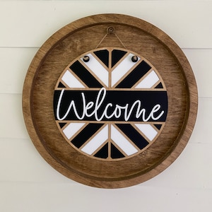 Chevron Geometric Welcome Sign, Digital Download, Round Door Hanger Svg ...