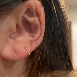 18g Silver Triple Piercing Hoop. Three Hole Earring. Triple Hole Spiral ...