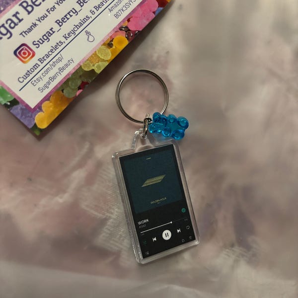 Spotify Song Plaque Keychain Custom Key Chain Add Charm Gummybear Heart ...