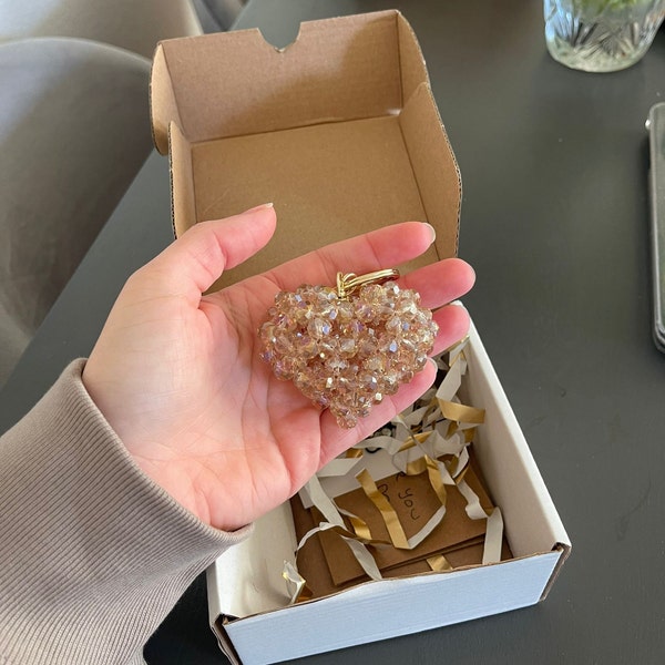 Heart Shaped Bead Keychain, Handmade 3D Heart Keyring, Cute Bag Charm ...