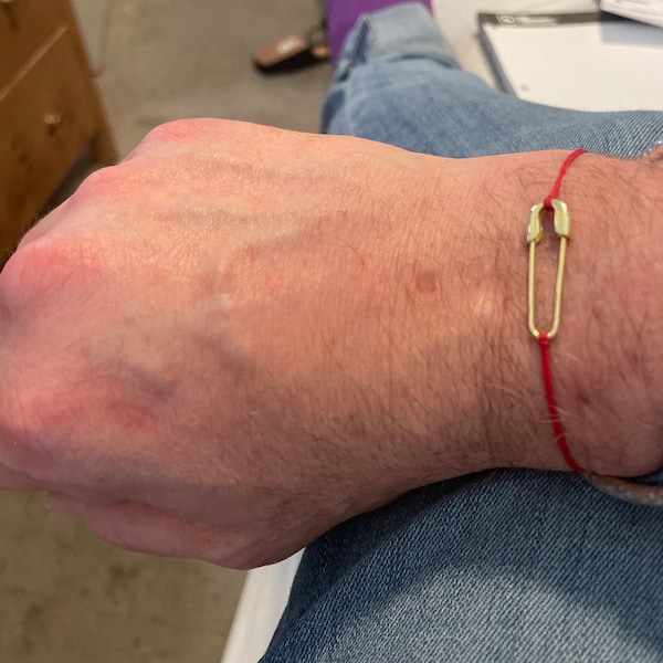 925 Safety Pin, Red String Bracelet, Paper Clip Bracelet, Minimal Gold ...