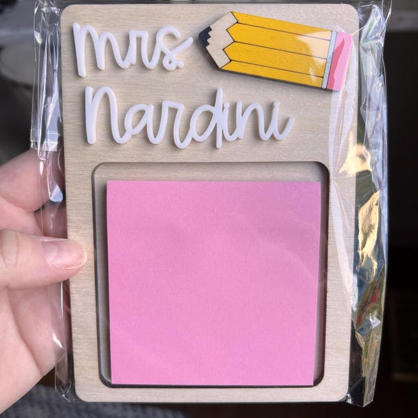 Teacher Sticky Note Holder, Personalized Teacher Gift, Teacher ...