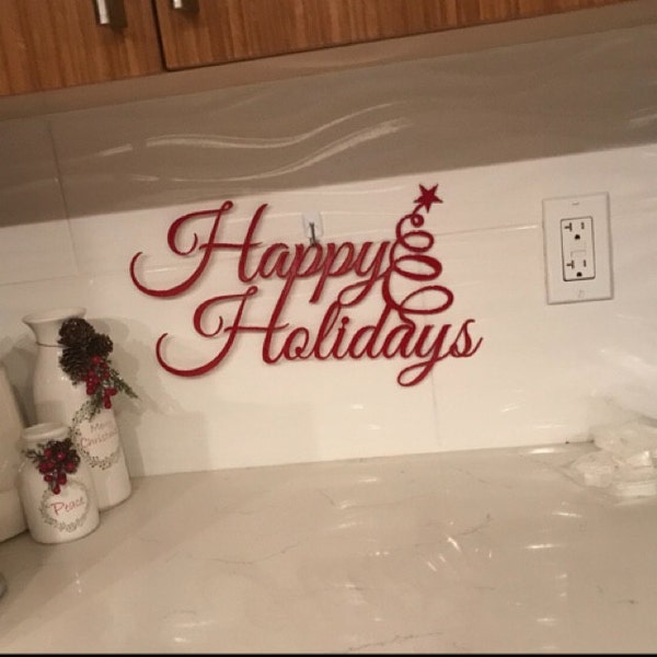 Happy Holidays Christmas Metal Sign, Outdoor Christmas Decor, Farmhouse ...