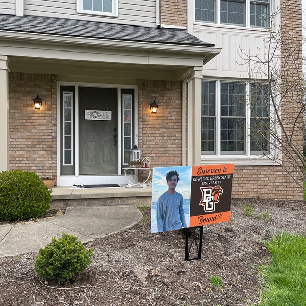 College Bound Yard Sign, Printed College Logo Sign, Graduating Photo ...