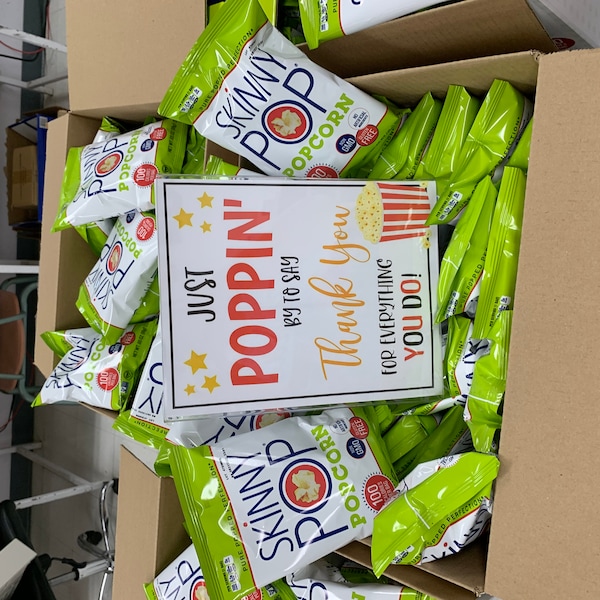 Printable Poppin by to Say Thank You Popcorn Appreciation Sign, Thank ...
