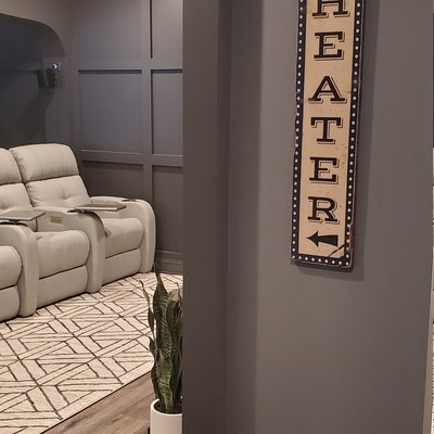 Movie Room Sign, Home Theater Sign, Vertical Theater Sign Wood Theater ...