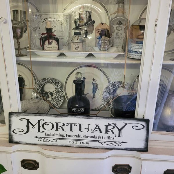 Mortuary Sign. Halloween Kitchen, Bathroom Sign. Witchy Magical Sign ...