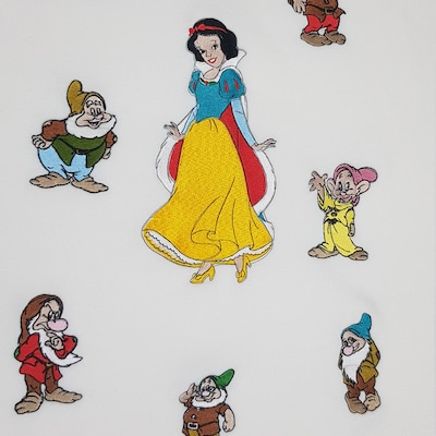 Seven Dwarfs Embroidery Designs Bundle, 4 Sizes EMB Designs, Snow White ...