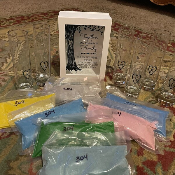 Blended Family Wedding Sand Ceremony Shadow Box Set, Unity Candle ...