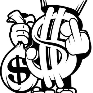 King Money Middle Finger Svg, US Dollar Sign Clipart, Money Bag Cut ...