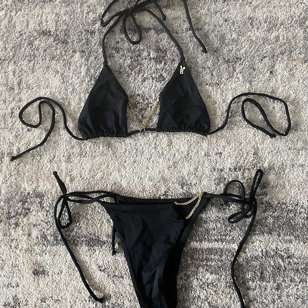 Buttery Soft Black Micro Bikini Set, Thong Bikini - Etsy