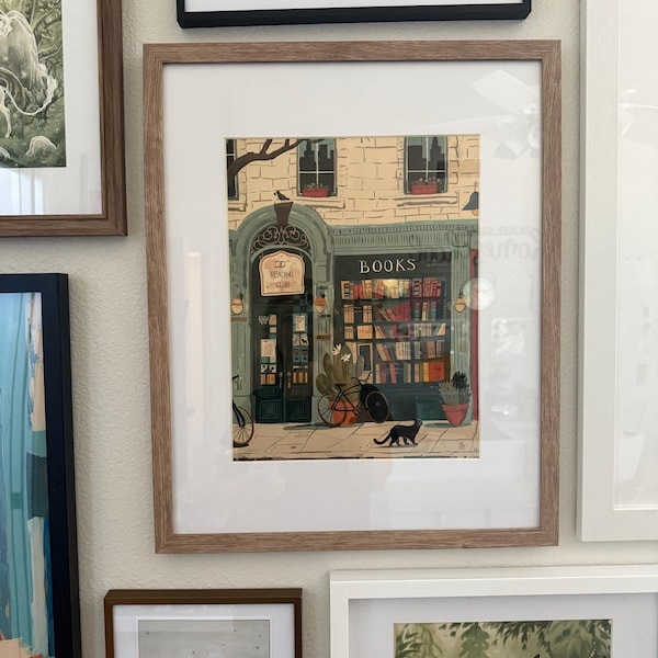 Bookstore Art Print, Cozy Bookshop Illustration, Library Wall Decor ...