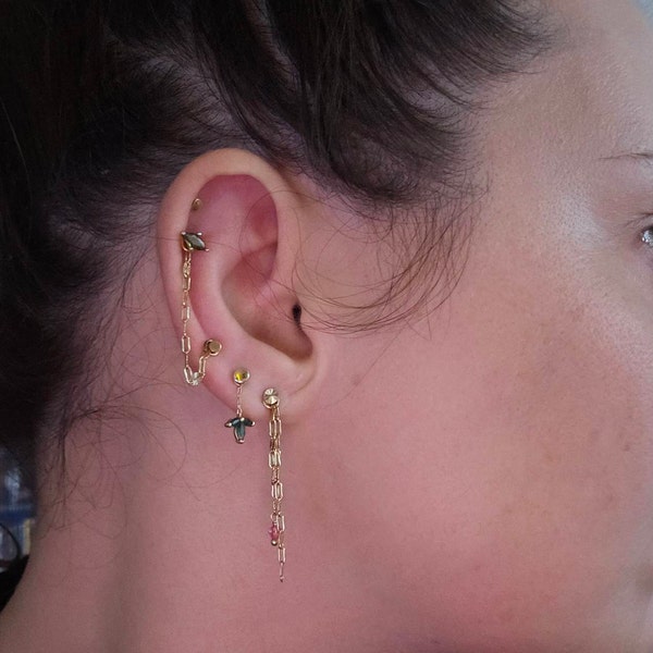Conch Moon Piercing Chain Charm, Piercing Chain, Helix Piercing Chain ...