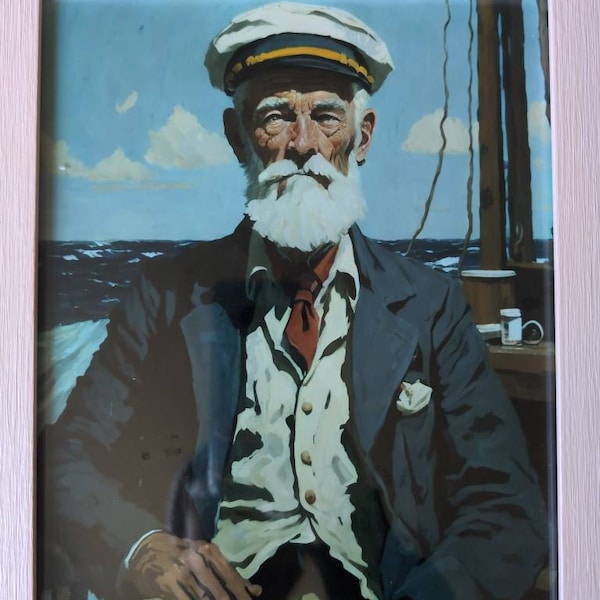 Vintage Ship Captain Painting - Nautical Maritime Wall Art Print ...