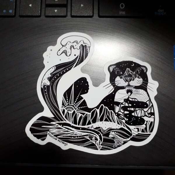 Moon Phase Sticker, Black and White Stickers, Illustrated Sticker ...