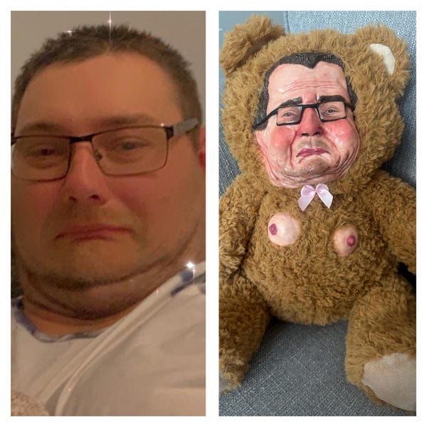 Old Man Bear Art Sculpture Teddy, Weird Plush Toy Sculpture, Creepy ...