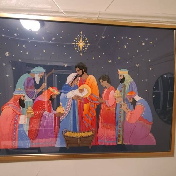 All is Bright | Nativity Art Print, Colorful Christmas Decor, Christmas ...
