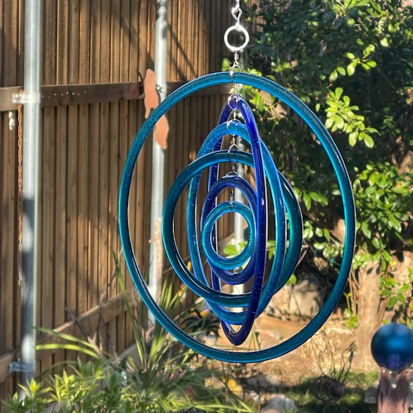Koi Fused Glass Rectangular Platter 12x6 Inch True Blue With Rainbow ...