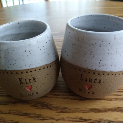 Pottery Handmade Wine Cups With Names Personalized Wedding - Etsy