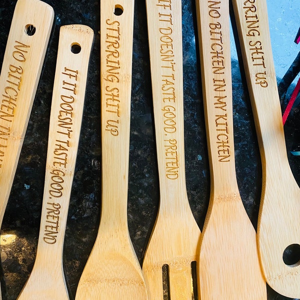 Personalized Funny Wooden Spoon Set,custom Kitchen Spoons,funny Spoon ...
