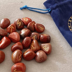 Rune Stones Gift Set Includes 21 Page Guide Book and Free Satin Lined ...