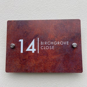 House Number Sign Printed Rust Effect Address Signage Rusty Effect ...