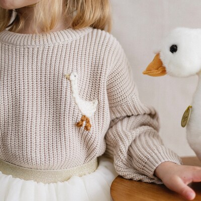Custom Goose Embroidered Sweater, Embroidered Sweater, Girls Sweaters ...