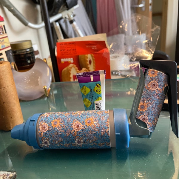 Blue Flower Bonanza - Handmade Inhaler Case - Cover for Asthma & COPD ...