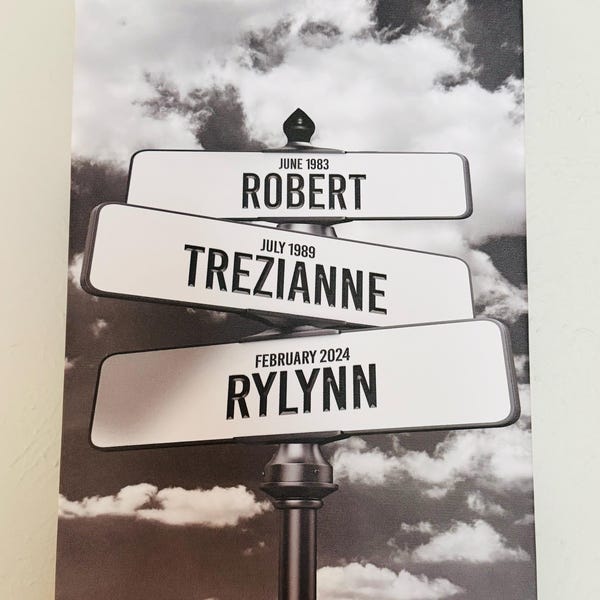 Custom Street Sign Multi-names Personalized Print Wall Art Canvas ...