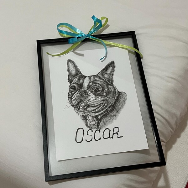 Custom Dog Portrait Commissioned Artwork From Photo Dog Owner Keepsake ...