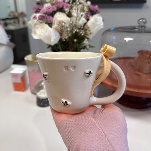 Personalised Bow Mug, Write Whatever You Want! Handmade Custom Ceramic ...