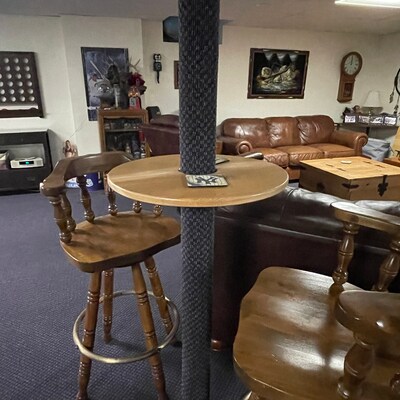 Basement Bar Pole Table Tray, Drink Shelf Wrap. Adjustable, Free ...