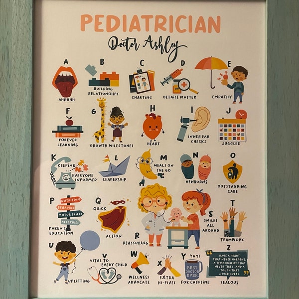 Custom Pediatrician Gift Family Doctor Gift Alphabet Print Pediatric ...