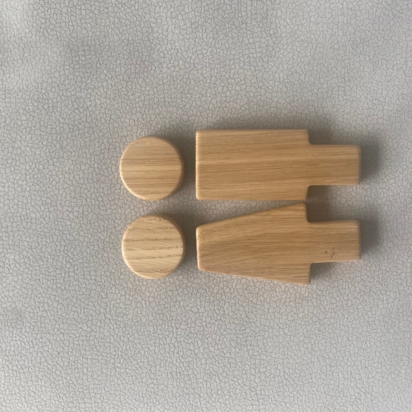 Natural Oak Wood Restroom Sign, Wooden Door Plate, Male and Female ...