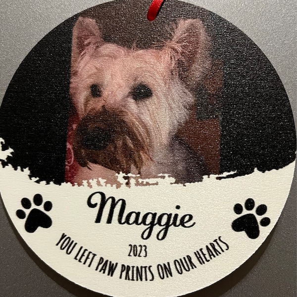 Custom Dog Memorial Ornament W/ Photo, Personalized Dog Ornament, Gift ...