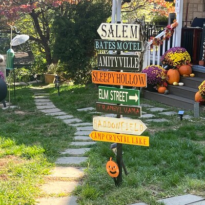 Halloween Directional Sign Halloween Porch Sign Cedar Wood - Etsy