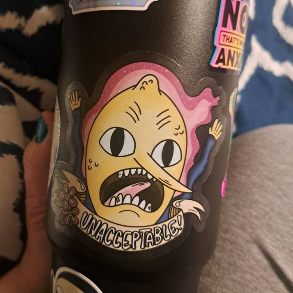 Lemongrab Unacceptable Tattoo Style 3.5"x3.5" Inch Clear Waterproof ...