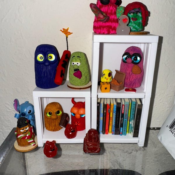 MINI Monster Blue With Black Sunglasses Desk Pet Collectible Art Plant ...