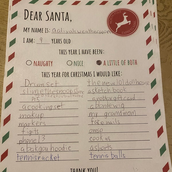 Letter to Santa Claus | Christmas Wish List | Christmas Printable for ...