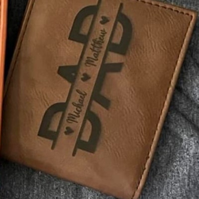 Personalized Kids Name Leather Wallet for Dad, Best Father's Day Gift ...
