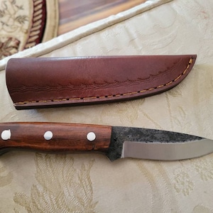 Handmade Damascus Kabar Bowie Knife With Leather Sheath - Etsy