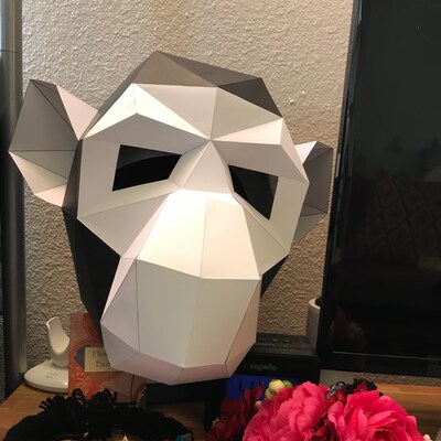 DIY Monkey Mask, Low Poly Paper Craft Template, Printable Ape Mask ...