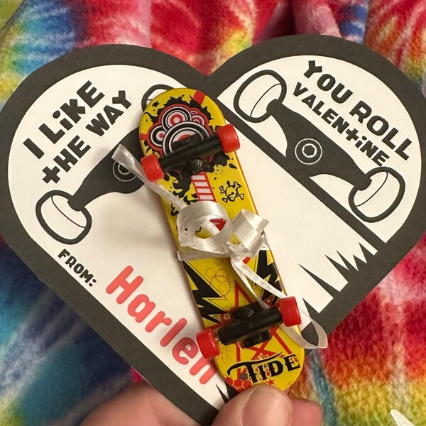 Printable Skateboard Toy Valentine Heart Kraft Simple DIY Valentine ...