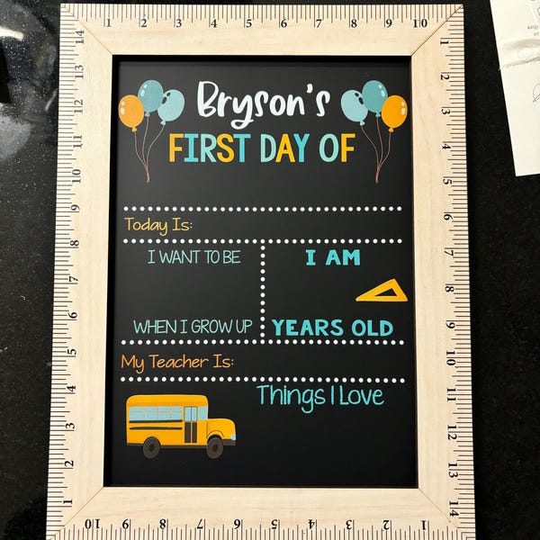 Back to School Chalkboard, First Day of School Sign, Reusable 1st Day ...