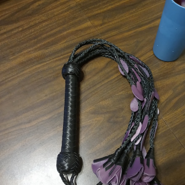 Gorgeous RED ROSE Leather Flogger - Cat of 9 Tails Happy Valentine's ...