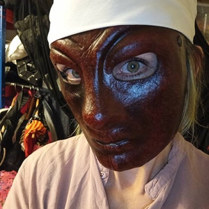 Demon Mask Black Dark Leather Costume Moufflon Horn Cosplay Larp ...