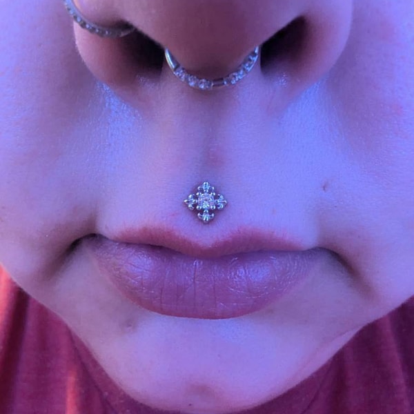 16g Cross Medusa Piercing • Medieval Cross Lippy Loop Labret Lip Ring ...