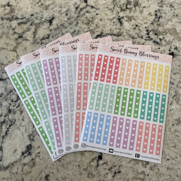 Heart Check Box to Do Planner Tracker Stickers, Fits Erin Condren 7 X 9 ...
