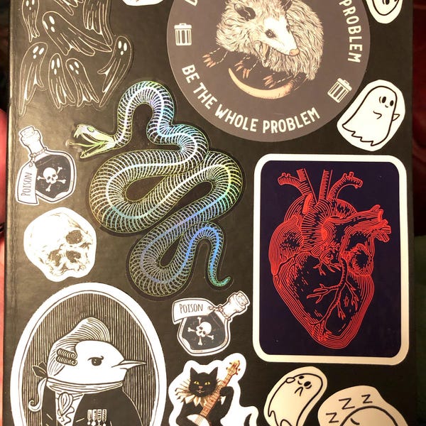 Ghost Theme Sticker Pack Slap Pac Coffin Spirit Black and White Manfish ...